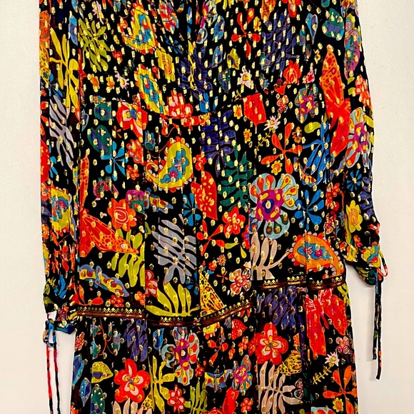 RIXO | Dresses | Rixo New Multicolored Dress Lined At The Torso Ties At ...